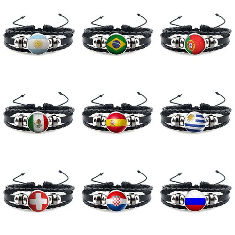 Multi Countries Snap Button National Flag Bracelets Country Flag ...