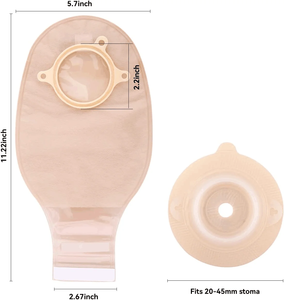 Drainage Post-Op Two Piece System Colostomy Bag with Adhesive Surface ...