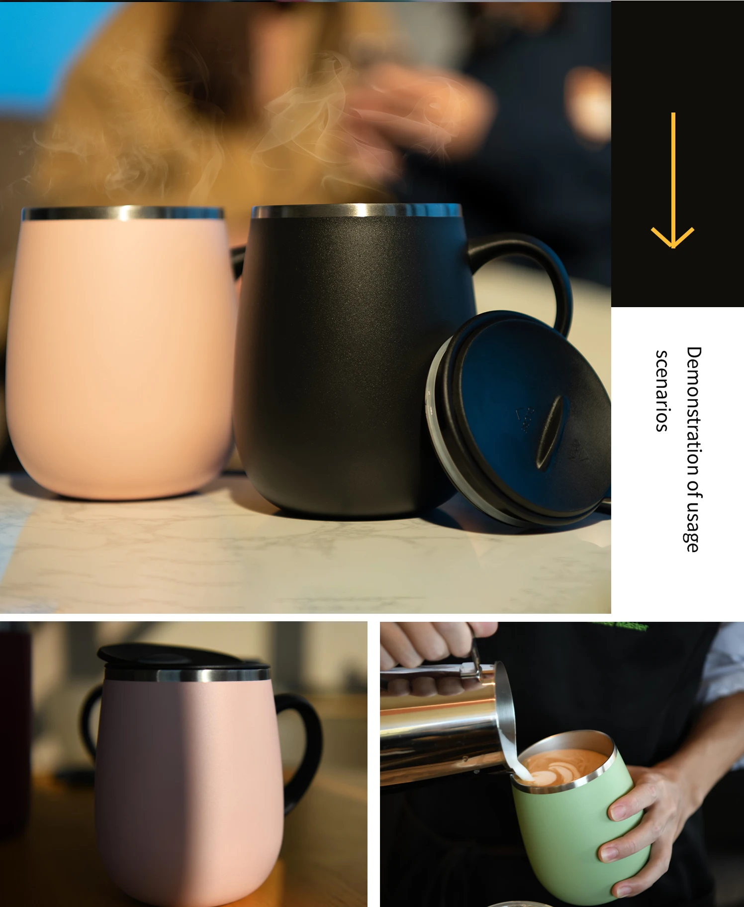 Customized Logo 16oz Stainless Steel Insulated Travel Coffee Tumbler ...