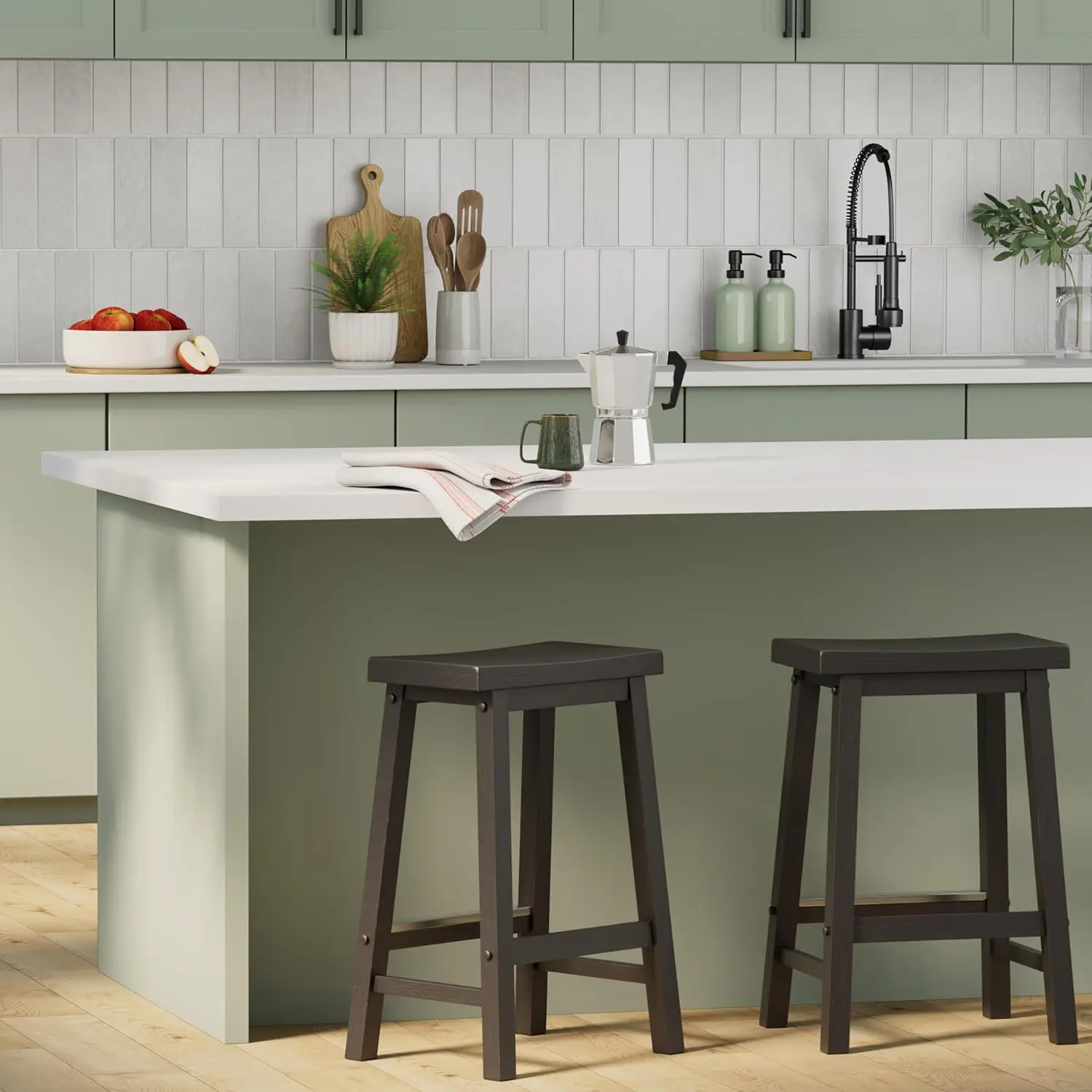 Handmade Solid Wood Kitchen Counter High Stool Minimalist Viking Saddle ...