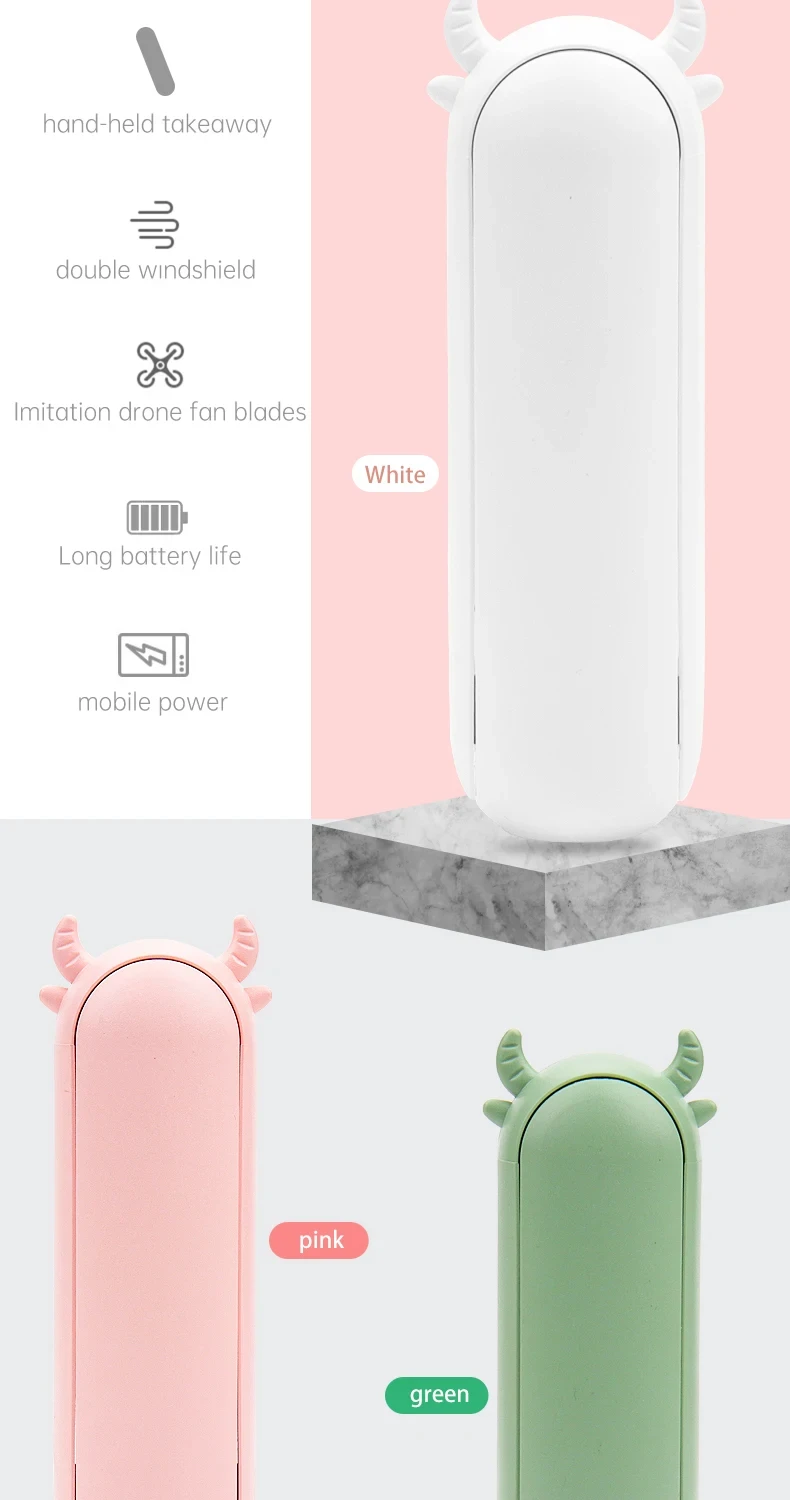 Portable Ventilateur Fan Handheld Usb Rechargeable Mini 3 In 1 Fan ...