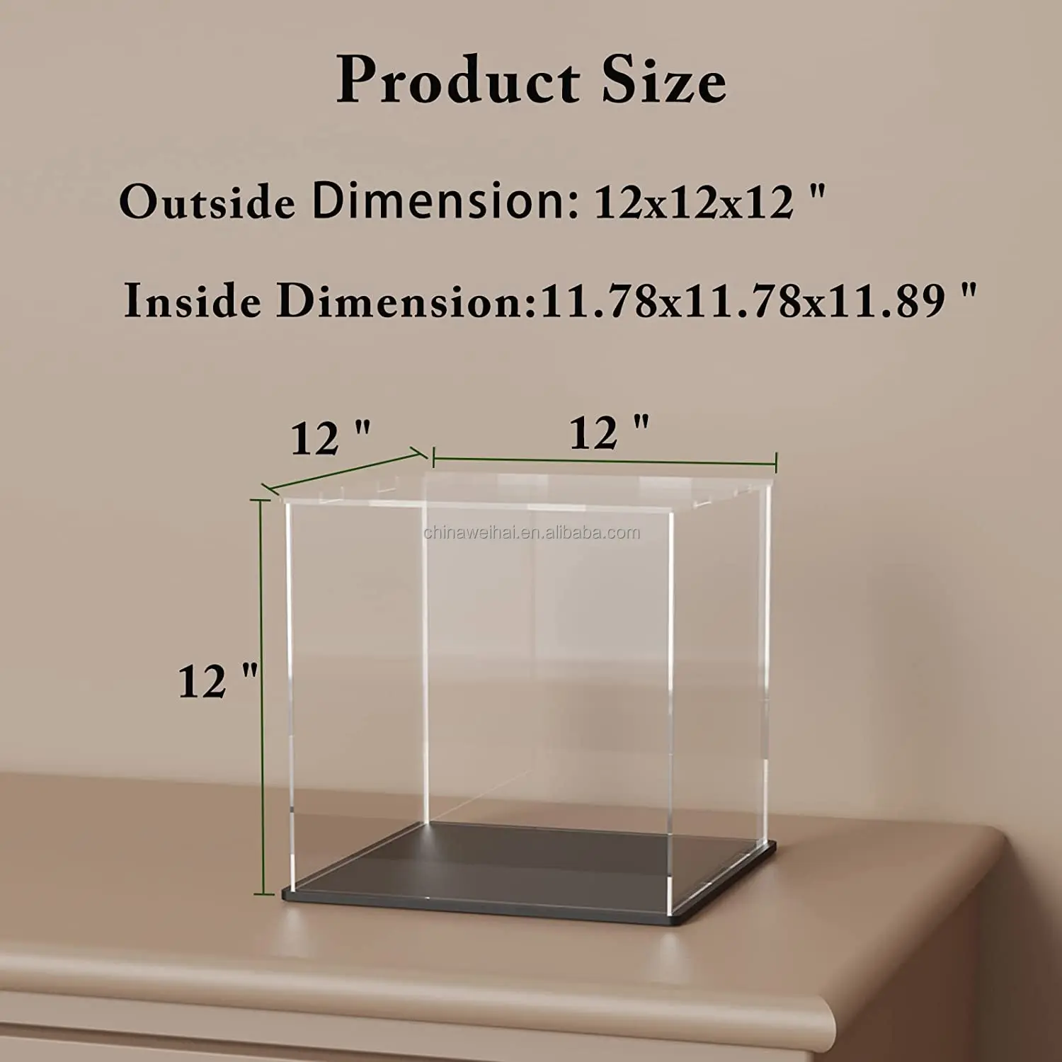 Acrylic Display Case,12x12x12 Inch Cube Acrylic Box With Base For ...