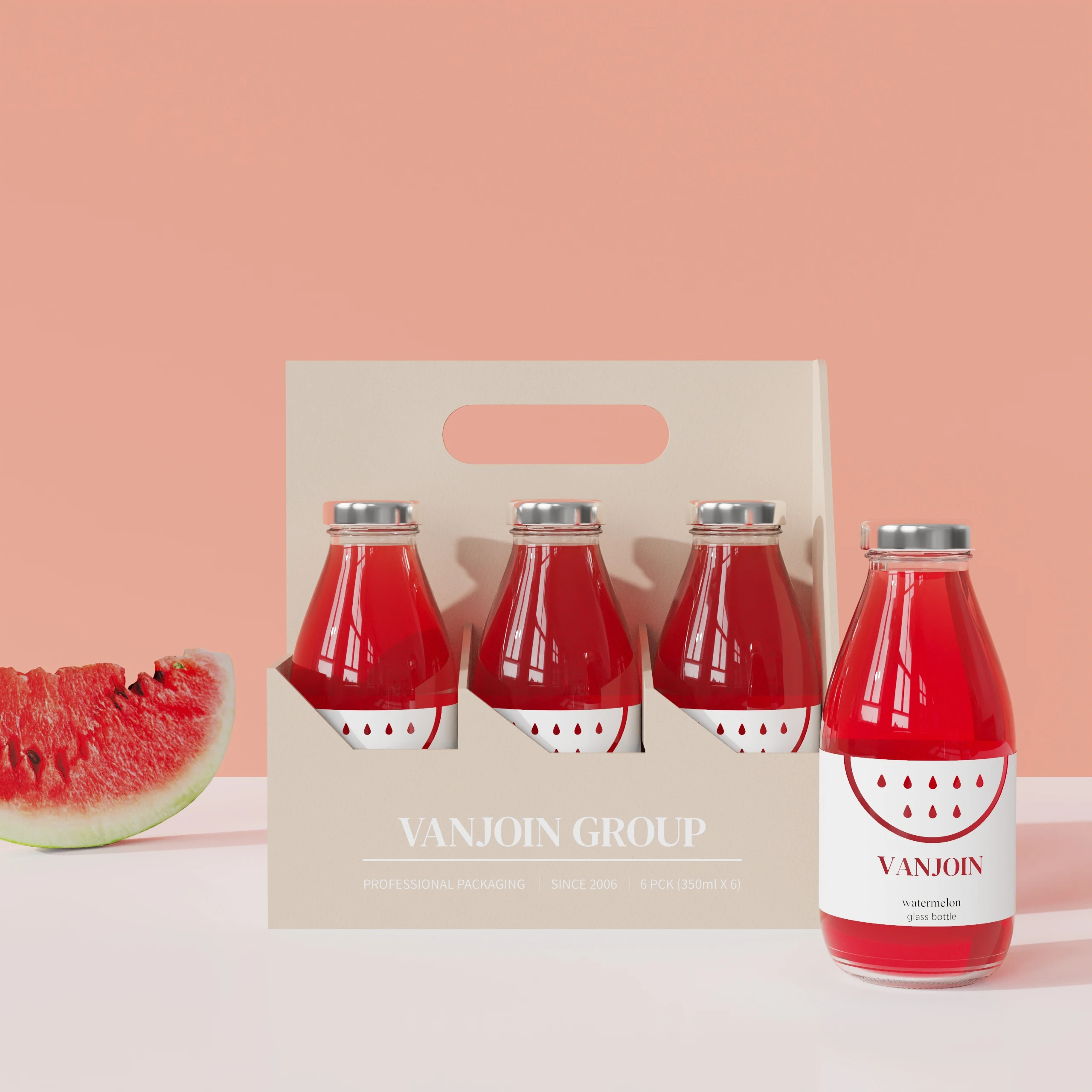 Custom Unique Package Box Glass Cold Press Juice Bottles