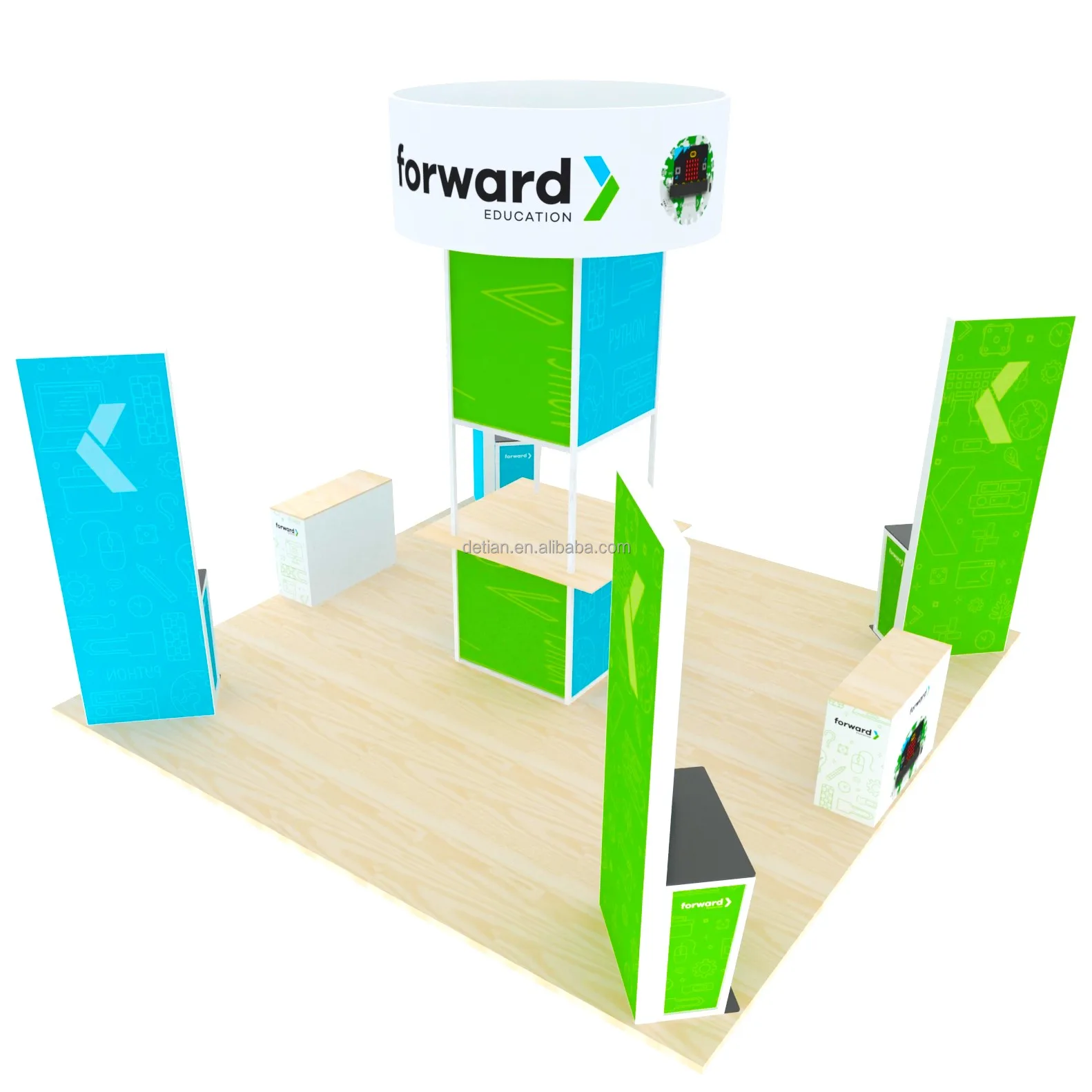 20x20 Feet Island Tradeshow Display - Portable & Customizable