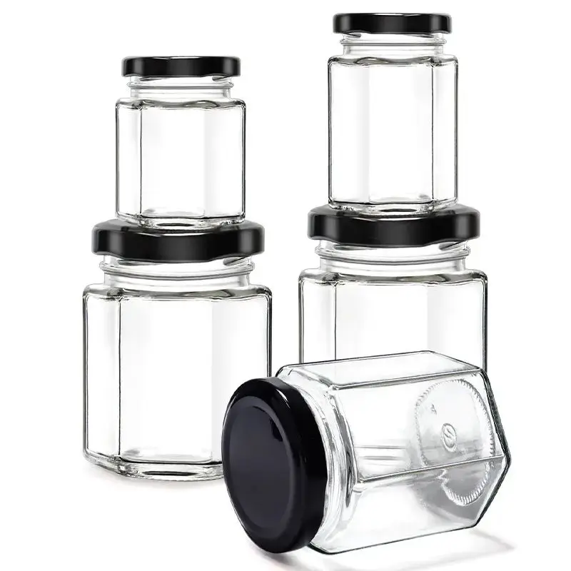 Custom Hexagon Jam Jar Glass Bottle 9oz 12oz 16oz 24oz Factory Direct ...