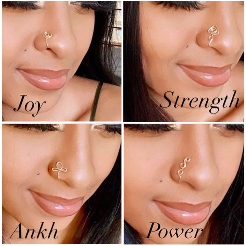 Sc New African Nose Cuff - Adjustable, Gold Plated Ring