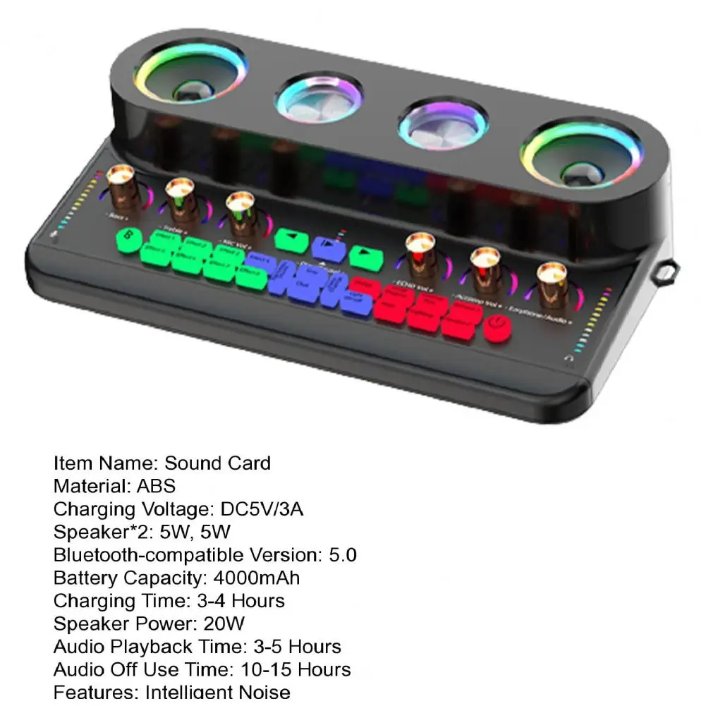S20 Audio Sound Board Power Display Full-range Dual Speakers Bt ...