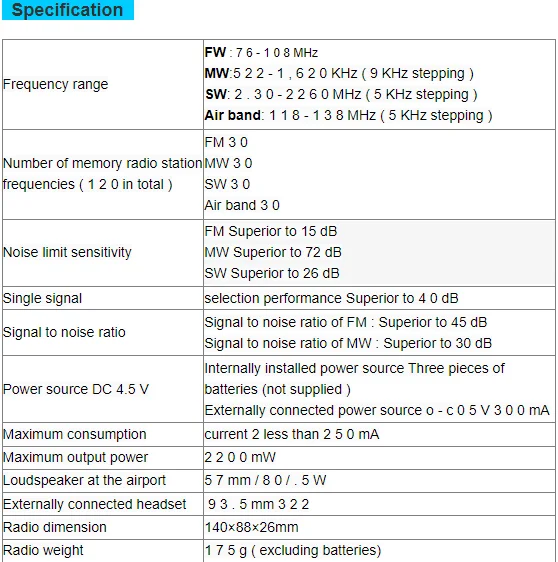 KCHIBO KK-D6110 - High Sensitivity World Receiver with Alarm