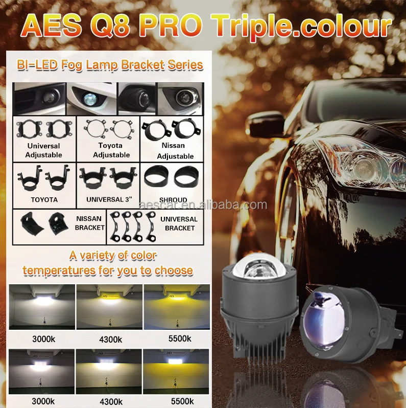 AES Car Lights - Triple Color Bi-Led Fog Projectors