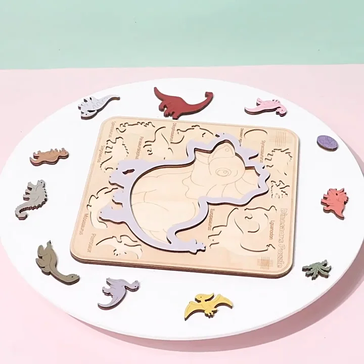 Custom Children 3d Diy Wooden Cartoon Dinosaur Animal Puzzle Board ...