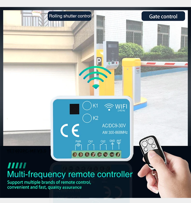 2CH Universal RX Multi WIFI Garage Door Remote Control