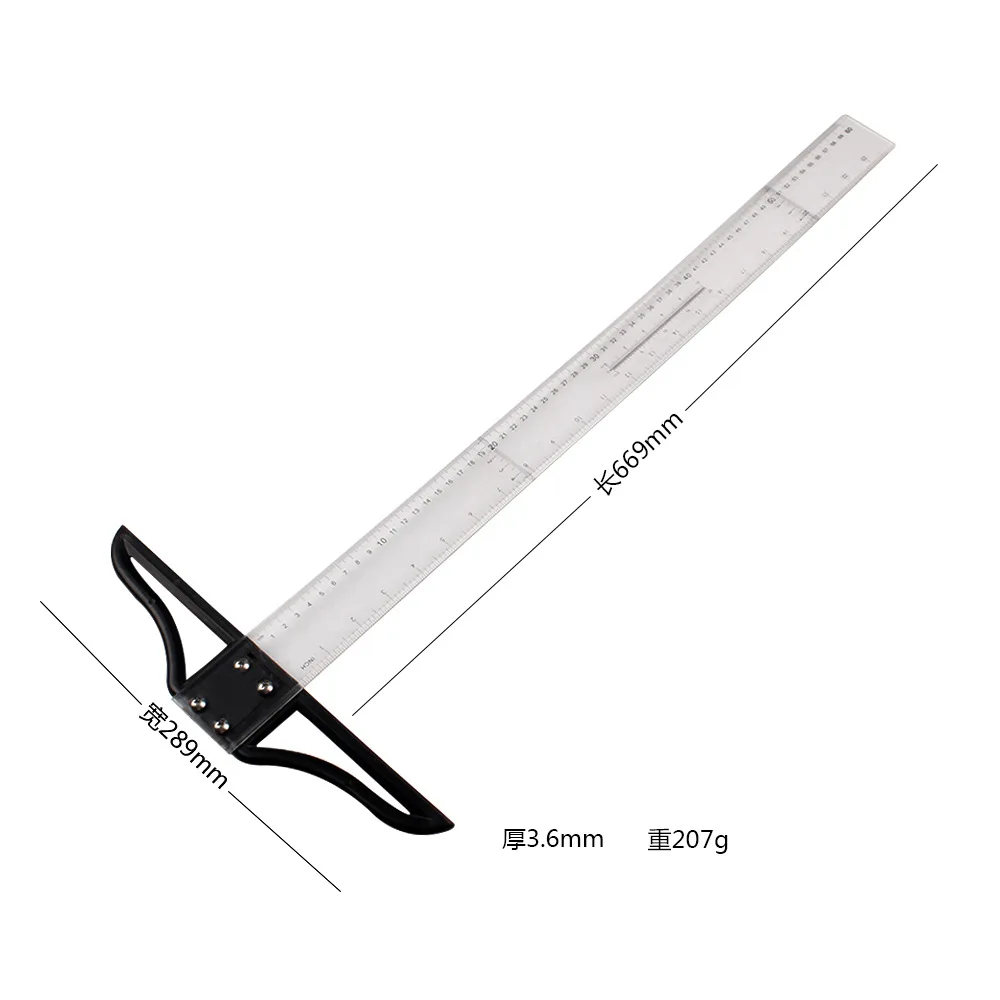Multi Sized Acrylic T Square Ruler with Inch and Metric, Detachable T ...