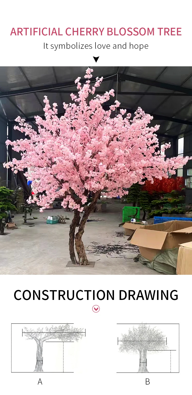 New Products Large Flower Tree 3.6m High and 6m Wide Artificial Cherry ...