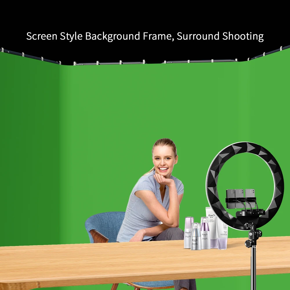 2.4x4m Foldablegreen Scree Photography Background Support System Portable Large Chromakey Green ...