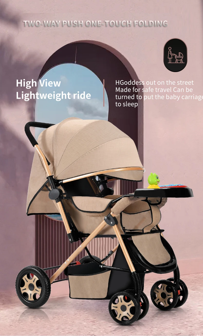 Deluxe Can Be Made To Lie Down Baby Pram Portable Collapsible ...