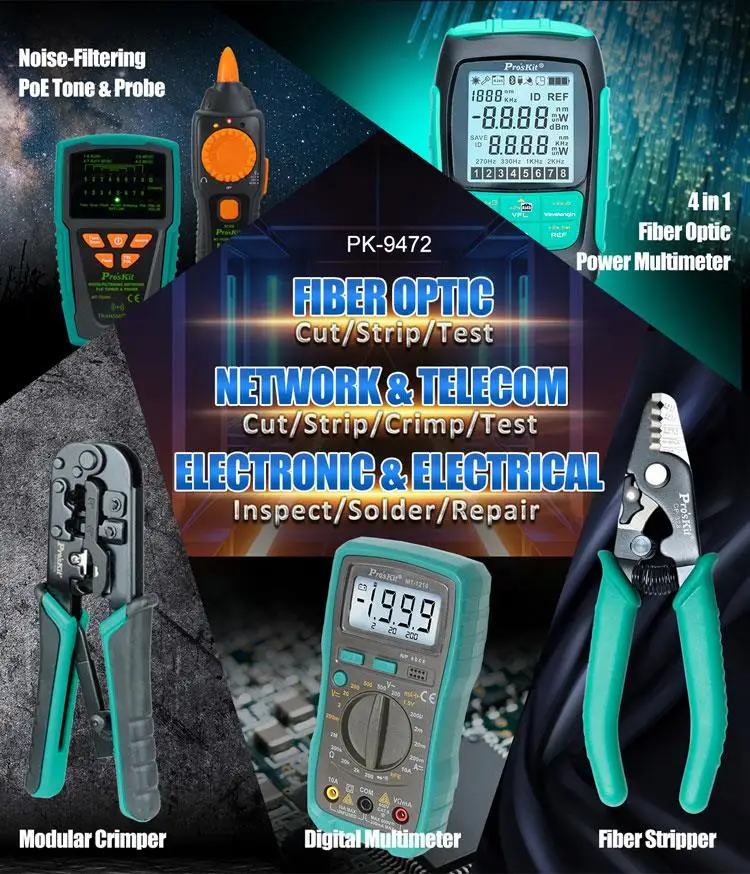 Proskit PK-9472G Fiber Optic Communication Tool Set