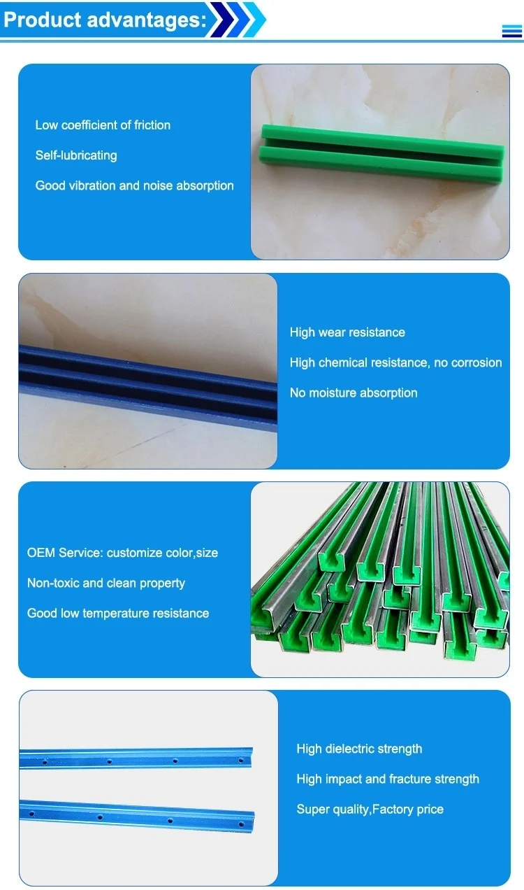 Customized Plastic UHMWPE Guide Rail Wear Strip Mount Conveyor Plastic ...