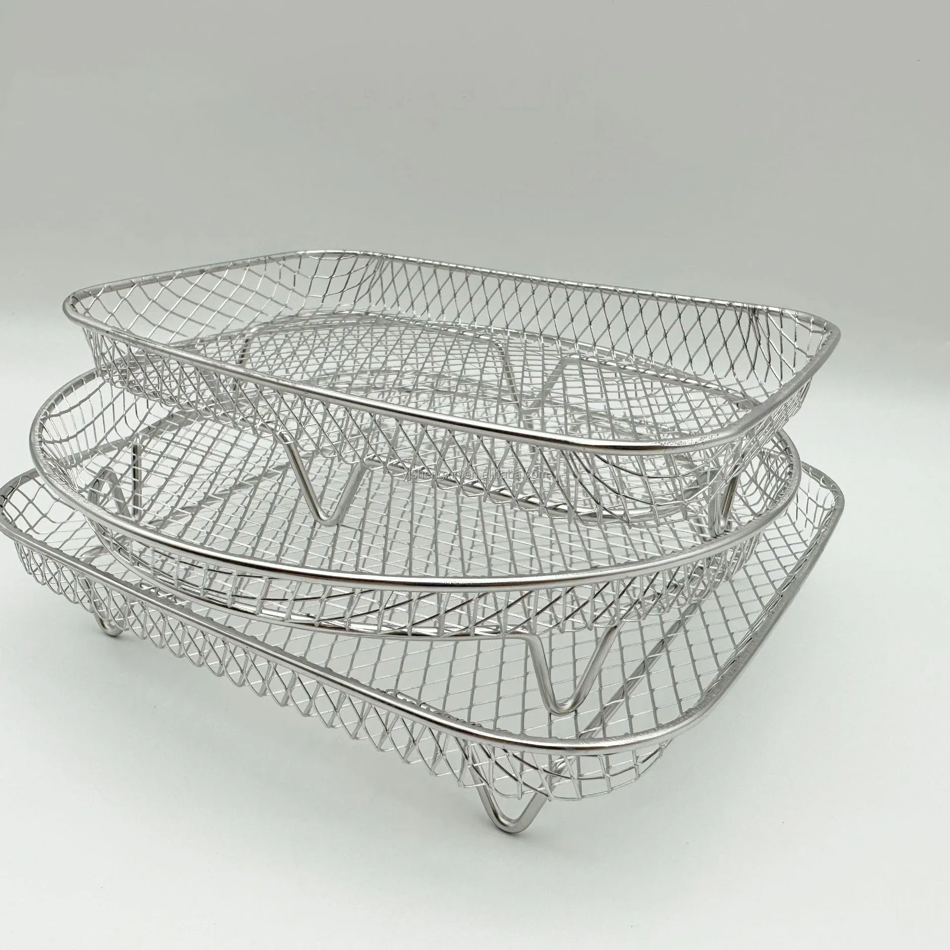 Stainless Steel Grill Mesh Rectangle With Feet Roasting Basket Around ...