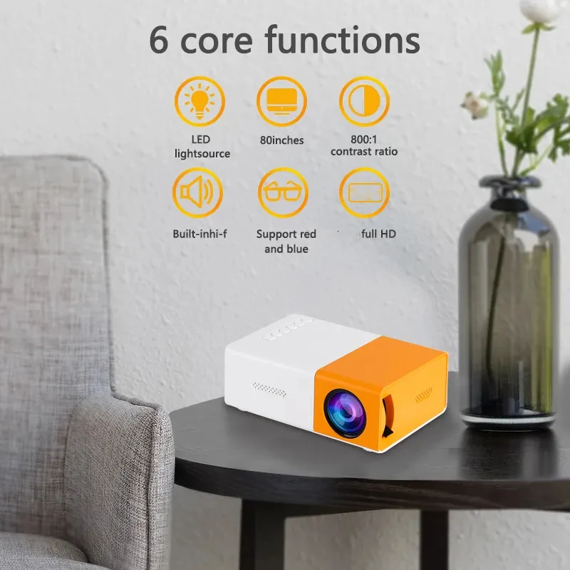 Yg300 Mini Mobile 4k Smart Projector Home Theater Portable Wired Dlp ...