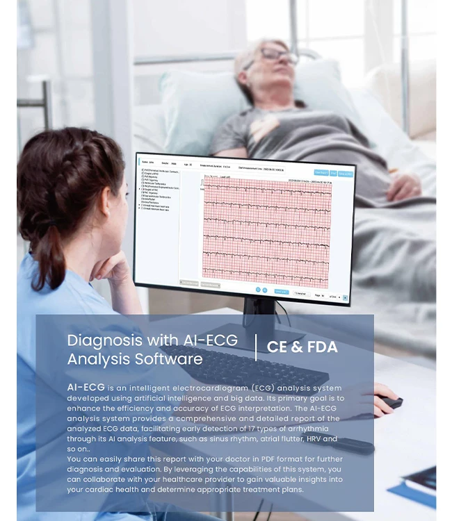 Lepu Ai-ecg Analysis Software Wearable Bluetooth Ecg Recorder 24/72h ...