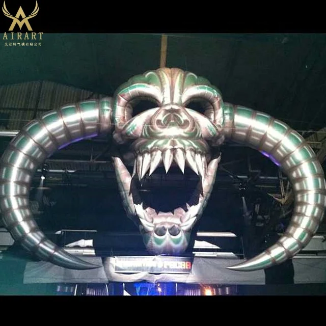 Giant Inflatable Horned Skull - Perfect for Halloween Decor