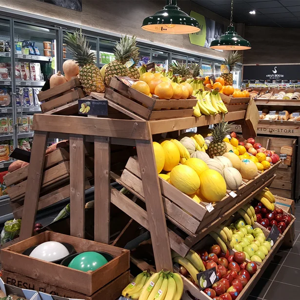 Wooden Supermarket Bulk Food Display Shelf With Acrylic Box for grains ...