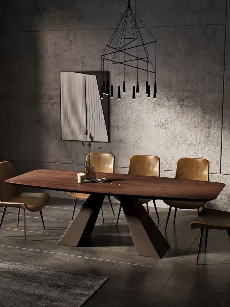 Nordic Rectangle Walnut Long Table Restaurant Wooden Table for 8 People ...