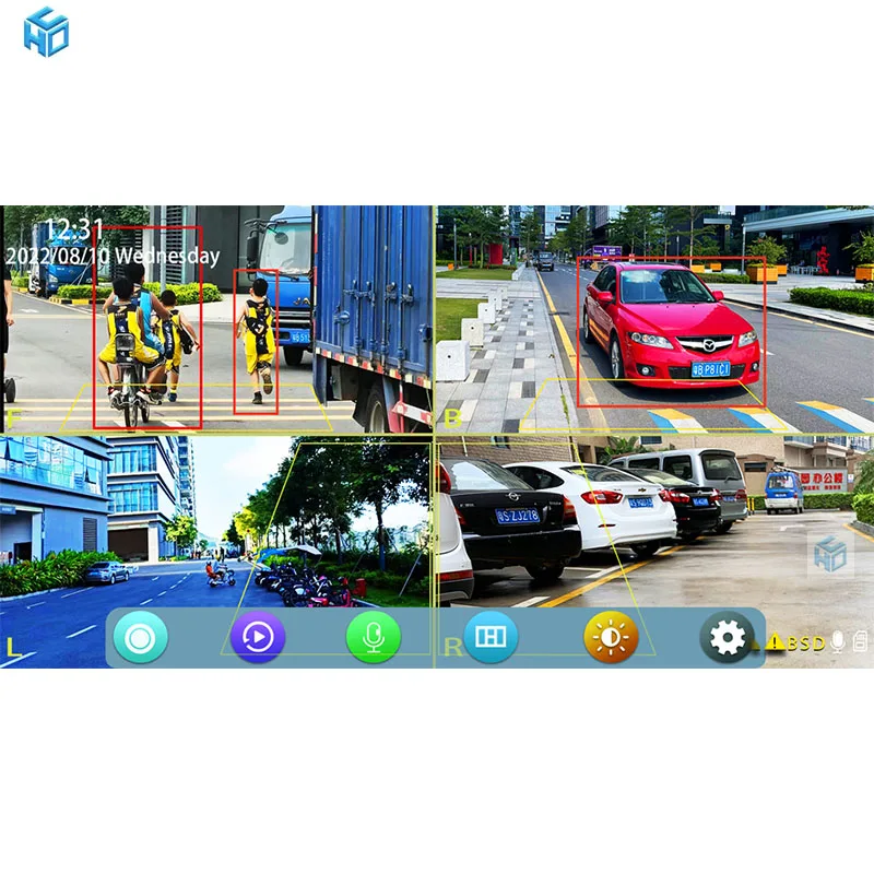 10.36 Inch 4 Channel Blind Spot BSD Alarm Truck Bus Onboard DVR Video ...