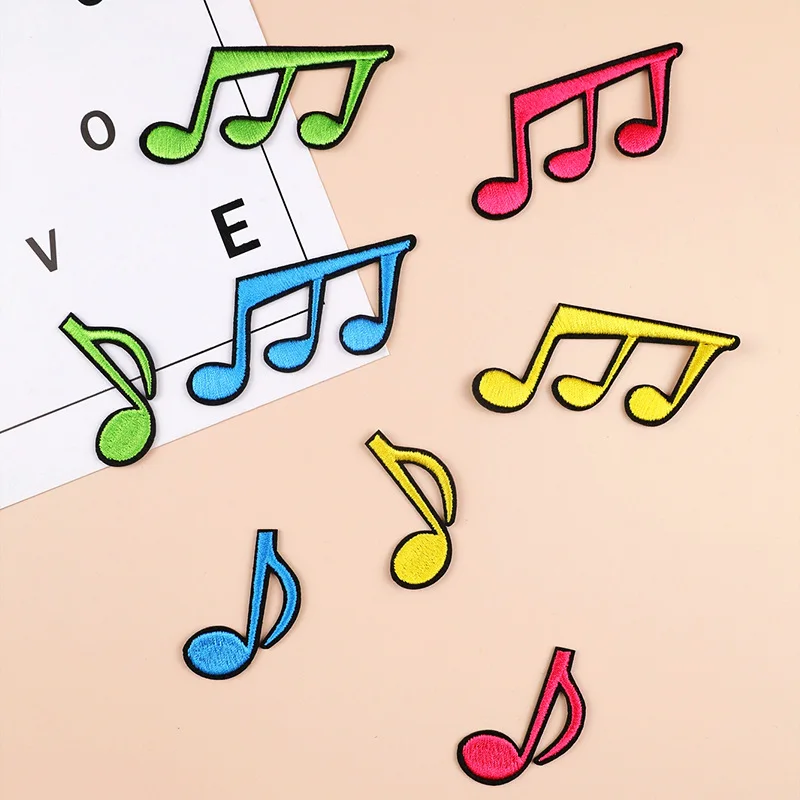 cute small size colored music notes embroidery patches diy accessories ...