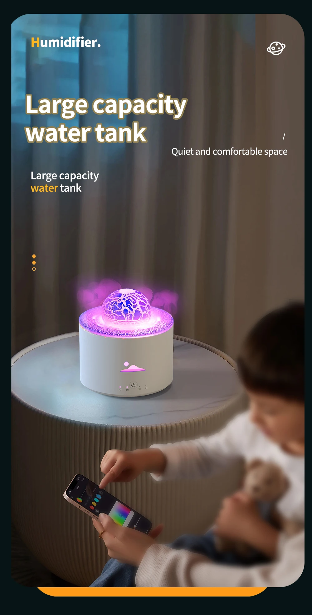 Smart Timing Feature Jellyfish Therapy Planet Shape Humidifier With ...
