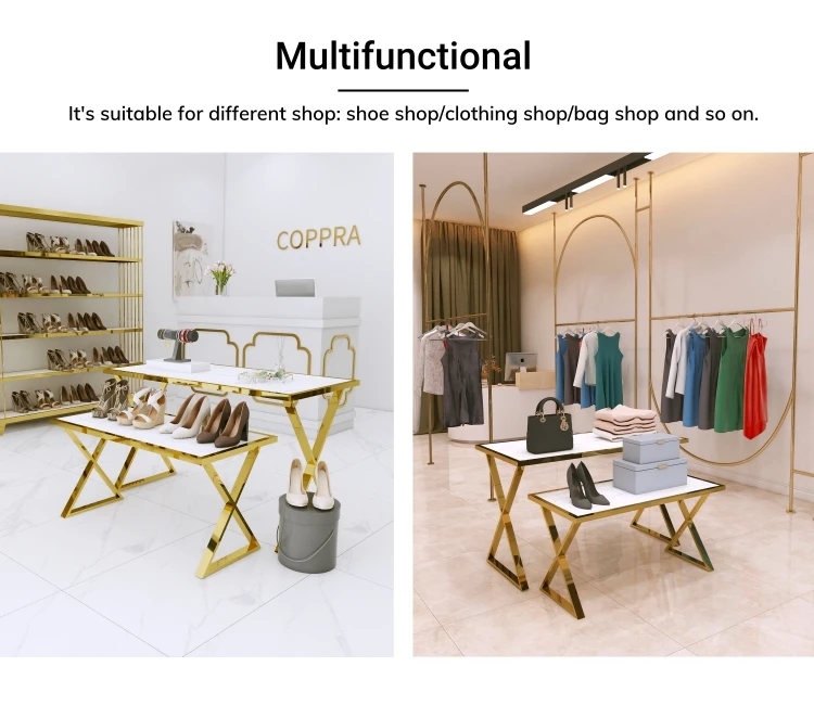Gold Marble Grain Modern Display Table for Retail Clothes Shop