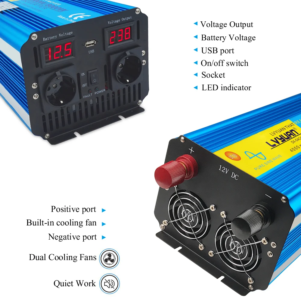 LVYUAN 4000W/8000W Pure Sine Wave Inverter - Reliable Power