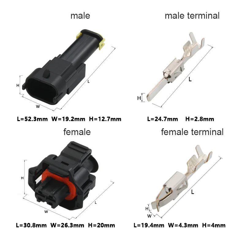 2 Way Pin Female Male Automotive Electrical Connector 1928403874 ...