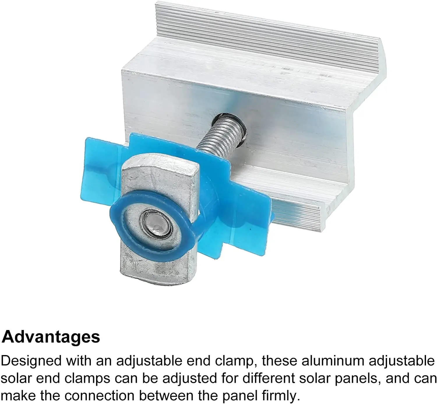 Customized Aluminum Adjustable Solar Structure Fixing End Clamps Black ...