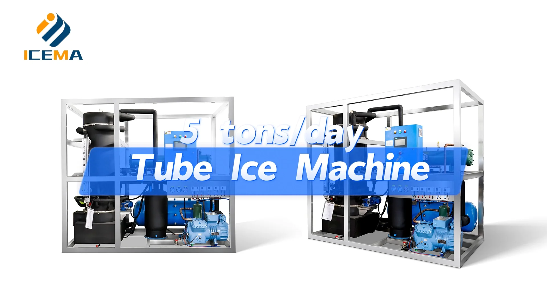 10 Tons Cylindrical Tube Ice Machine Large Capacity Tube Ice Machine ...