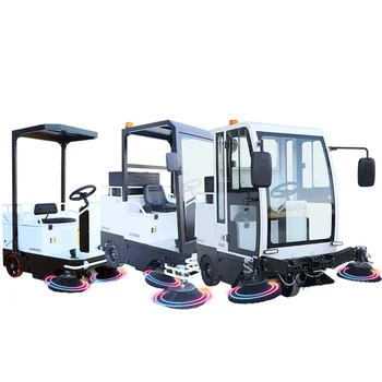 Floor Sweeper Five Brushes Electric All Closed Cab Vacuum Floor Sweeper Street Cleaning Machine ...