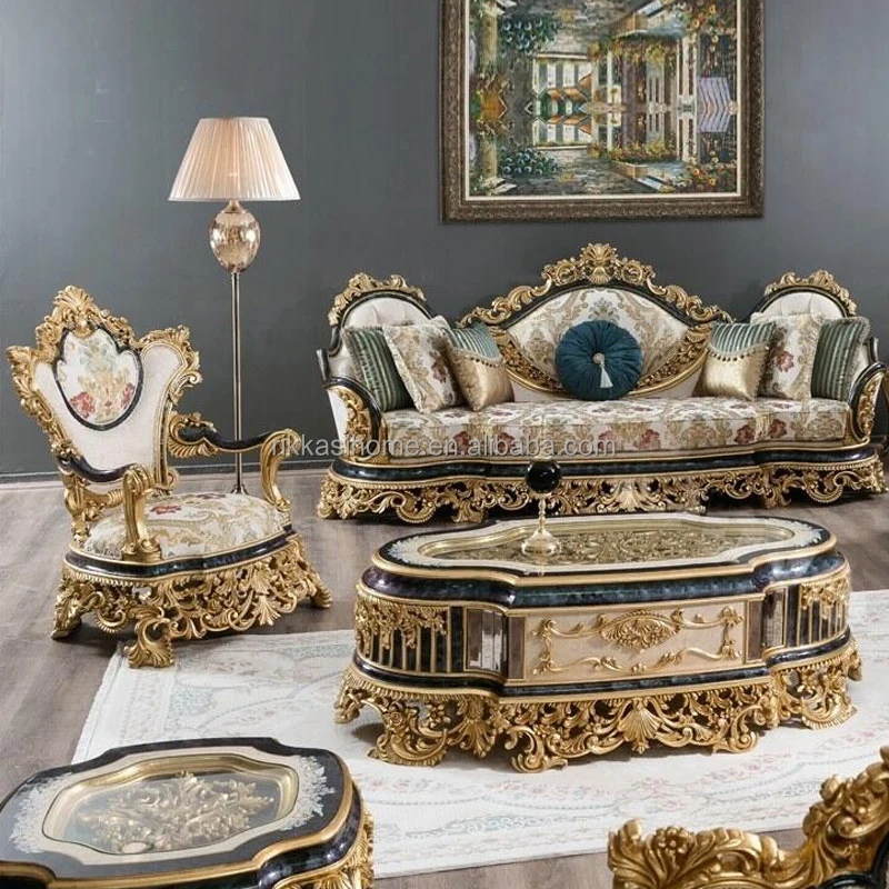 Carved Wood Design Royal Antique European Style Turkish Sofa Set ...