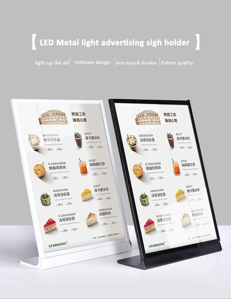 Lighted Menu Display Stand Acrylic Led Sign Holder Custom Led Light ...