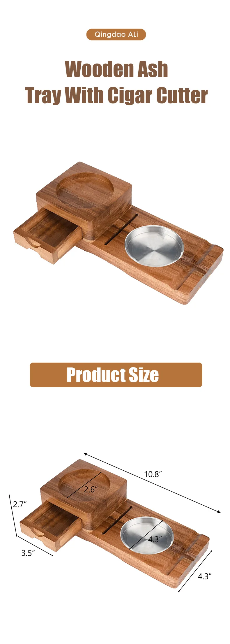 Luxury Cigar Ashtray Coaster Whiskey Glass Tray With Drawer And Cigar ...