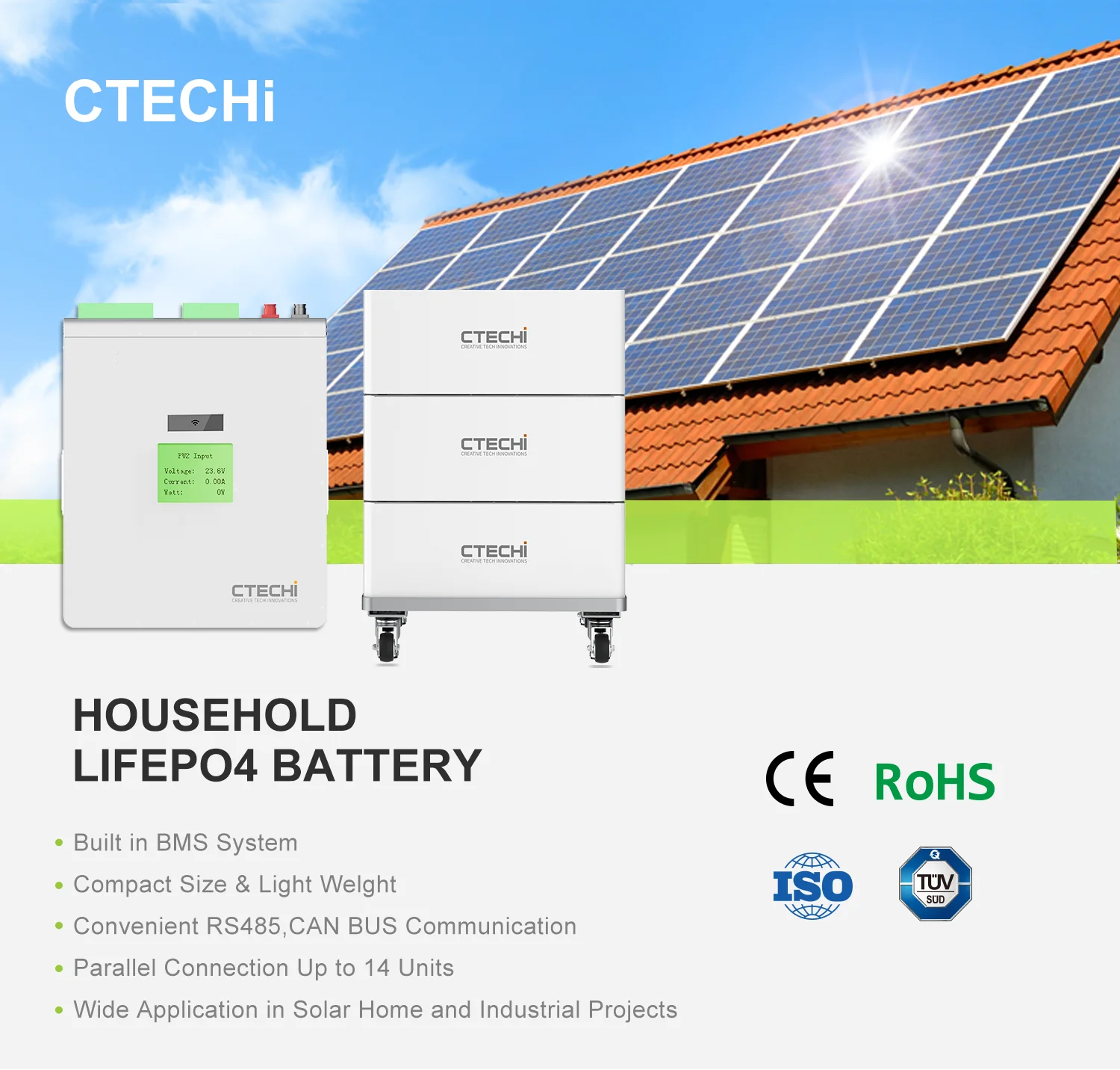 Lifepo4 Powerwall Lithium Battery 48v 100ah 10kwh Solar Power Wall For ...
