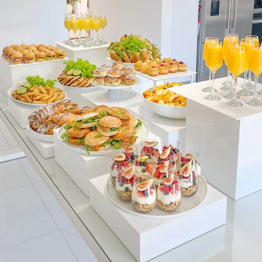 White Acrylic Food Risers - Elegant Display Solutions