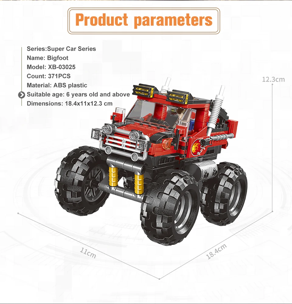 Technical Super Bigfoot Monsters Truck Building Block Off-road Vehicle ...