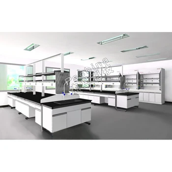 Laboratory Bench Steel & Wood Corner Equipment Bench Central Lab Work ...