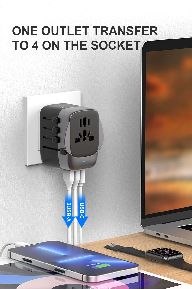 Universal Travel Plug Adapter Fast Charging Fast Charger Type C Power ...