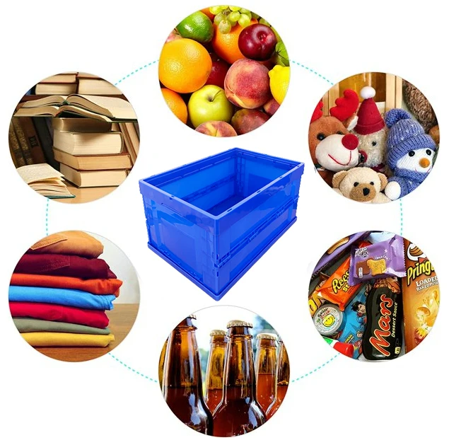 Blue Plastic Foldable Bin Collapsible Storage Box Without Lid 600*400 ...