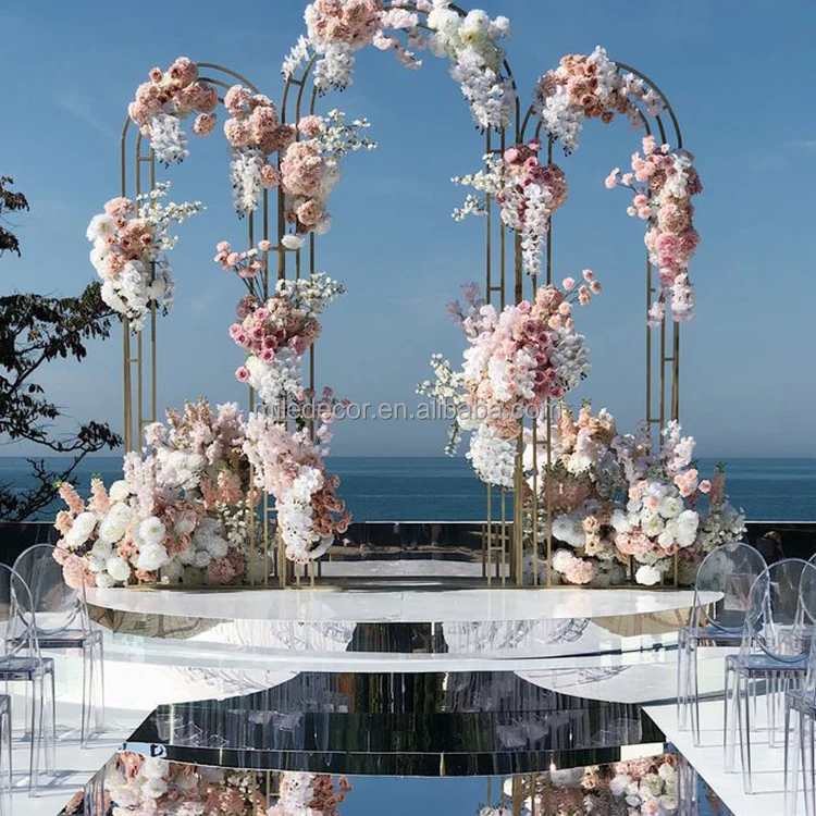 Elegant Iron Backdrop Frame with LED Lights for Weddings