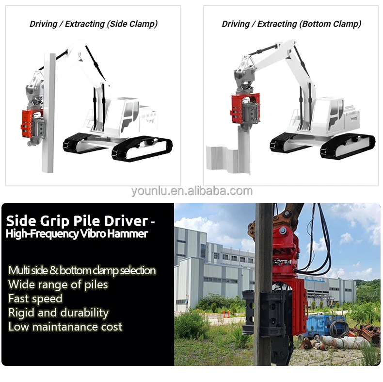 Hydraulic Sheet Pile Vibro Hammer With Extend Long Boom For Zx200 Zx210 ...