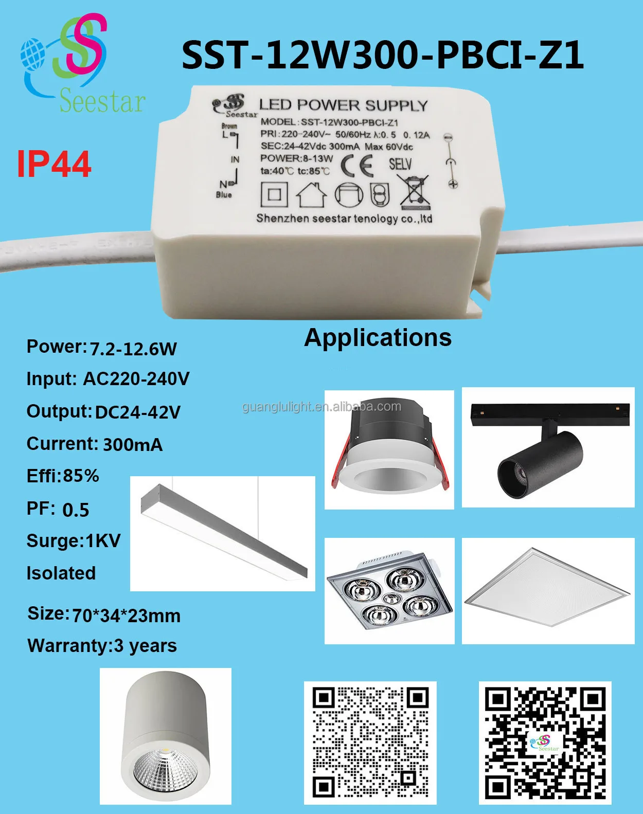 Seestar Ip42 Constant Current Low Pf Isolated Ac220-240v Dc24-42v 300ma ...