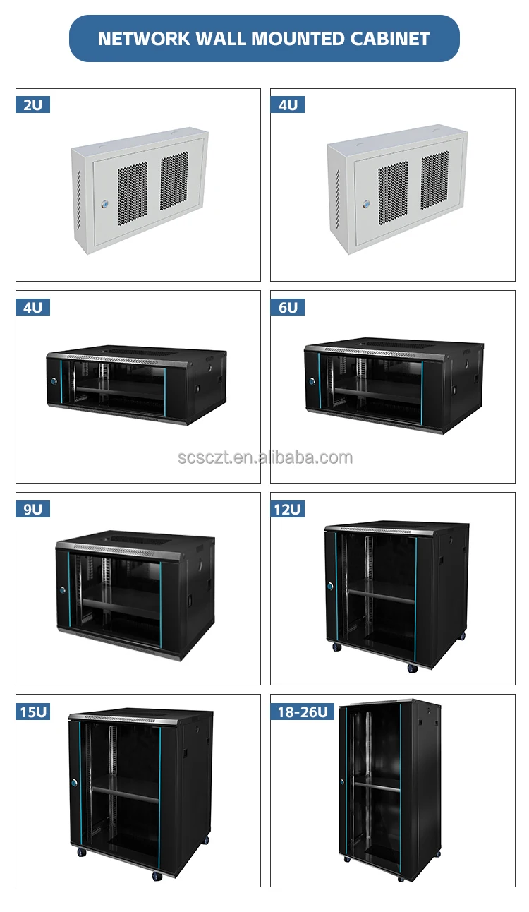 2u Network Rack Cabinet Mount Box Vertically Mesh Door Server Rack Case ...