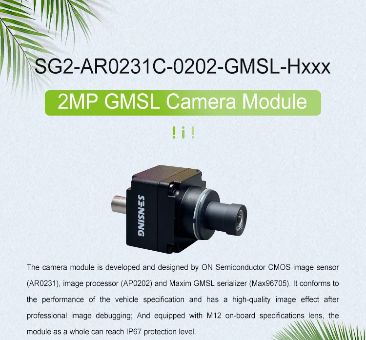 Jetson AGX Orin SENSING Sg2-Ar0231c-0202-Gmsl-Hxxx 2MP Camera Module